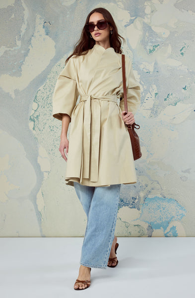 ASTR THE LABEL ASTR the Label Kaylin Collarless Wrap Trench Coat